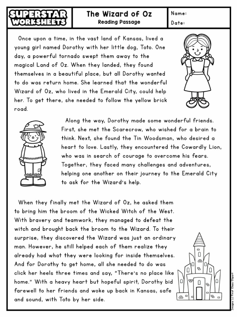 3 RD Grade Reading Comprehension Wizardof Oz XP | PDF