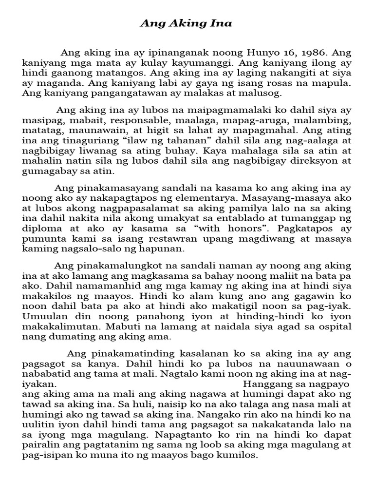 Larawan NG Sariling Ina | PDF