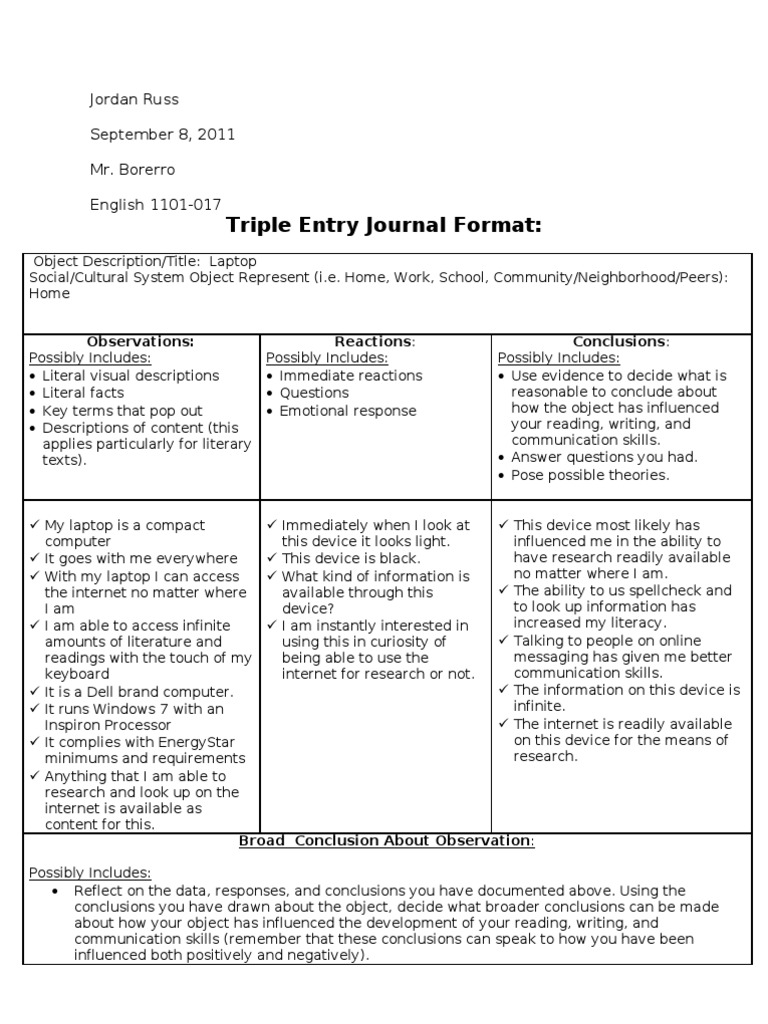 Triple Entry Journal | PDF | Reading (Process) | Computer Keyboard