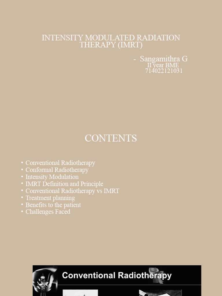 IMRT: Advanced Radiation Therapy Overview | PDF | Radiation Therapy ...
