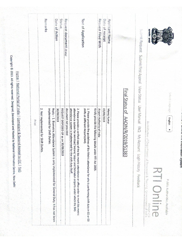 RTI Shift Duty | PDF