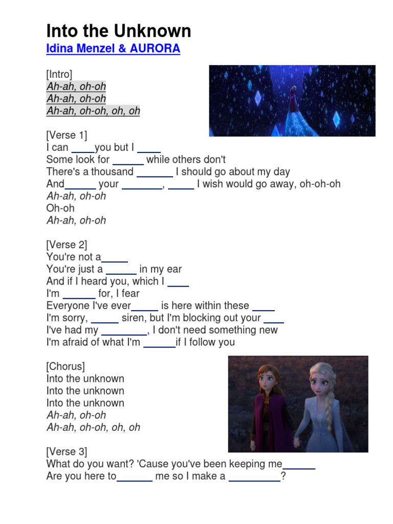 Into the Unknown Lyrics Analysis | PDF