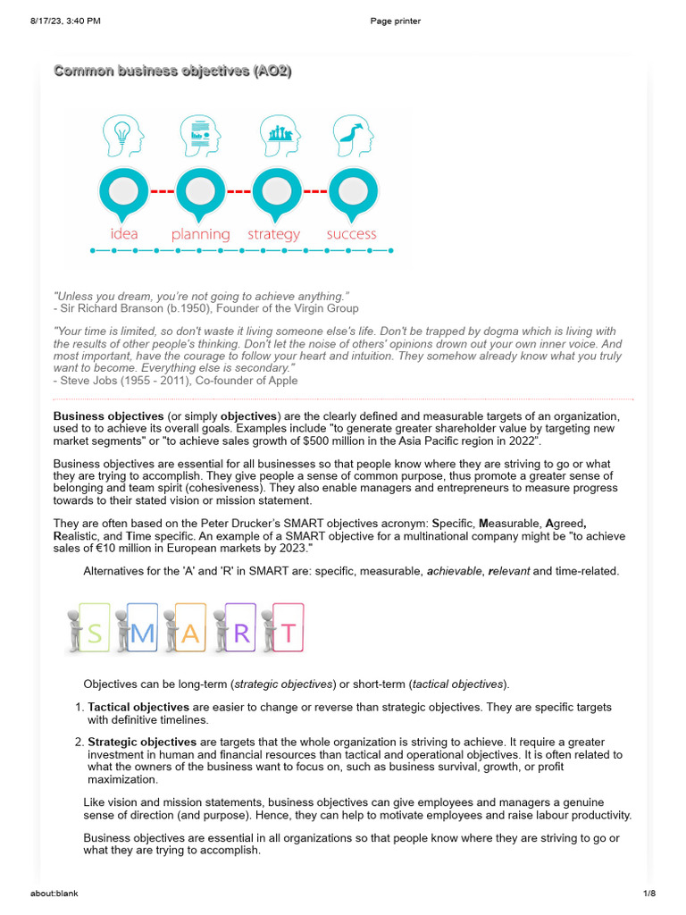 Common Objectives | PDF | Goal | Profit (Economics)