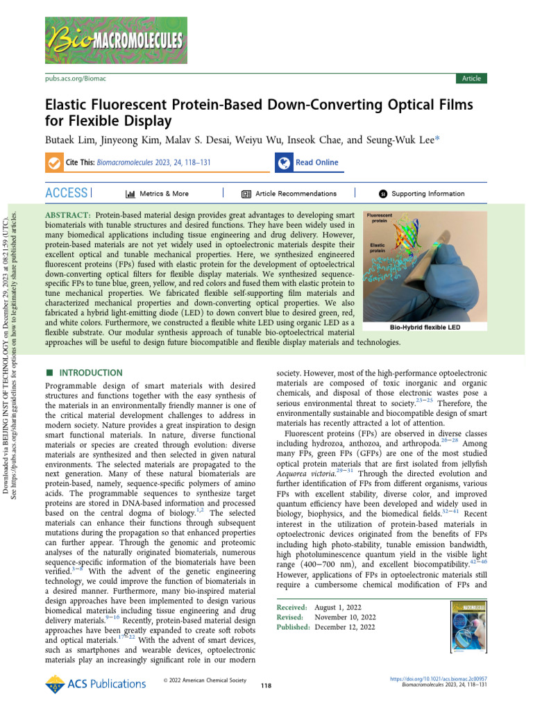 Lim Et Al 2022 Elastic Fluorescent Protein Based Down Converting ...