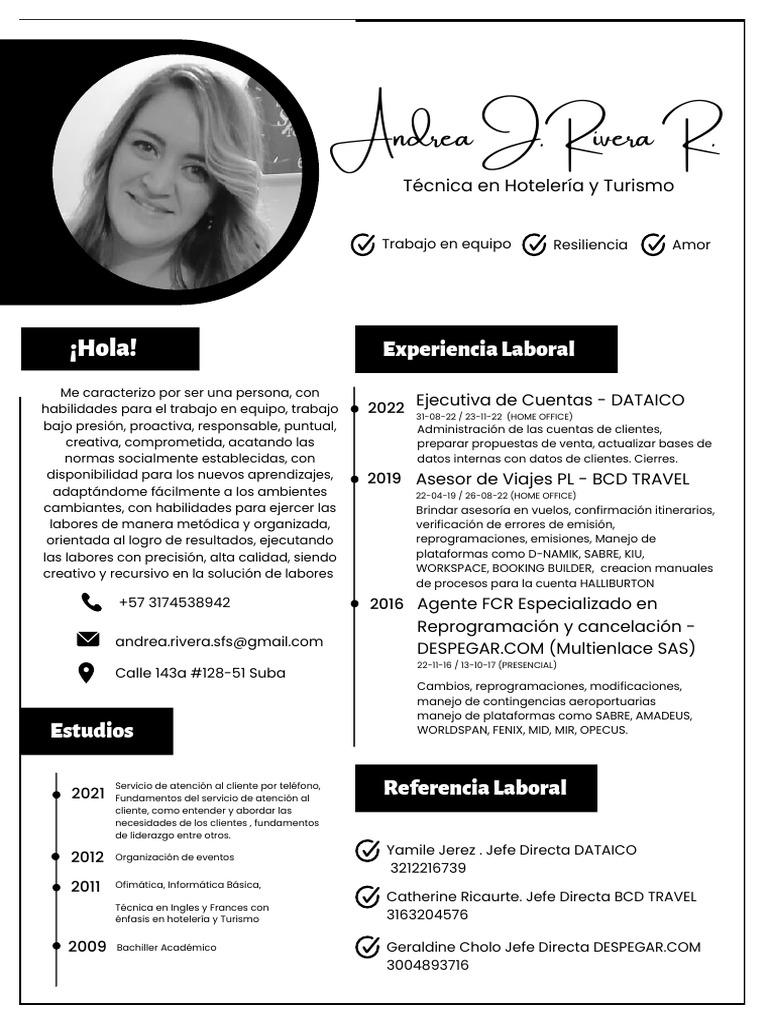 Currículum Profesional Andrea Rivera | PDF