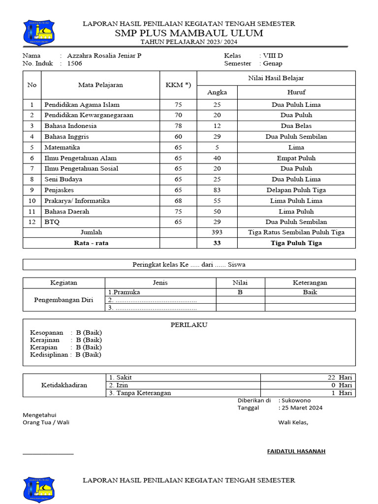 Raport Sisipan 8D 2023-2024 | PDF