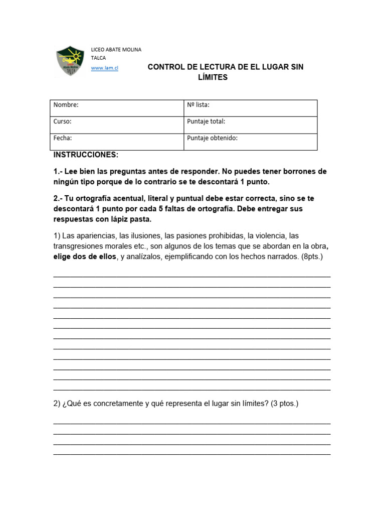 Control de Lectura | PDF