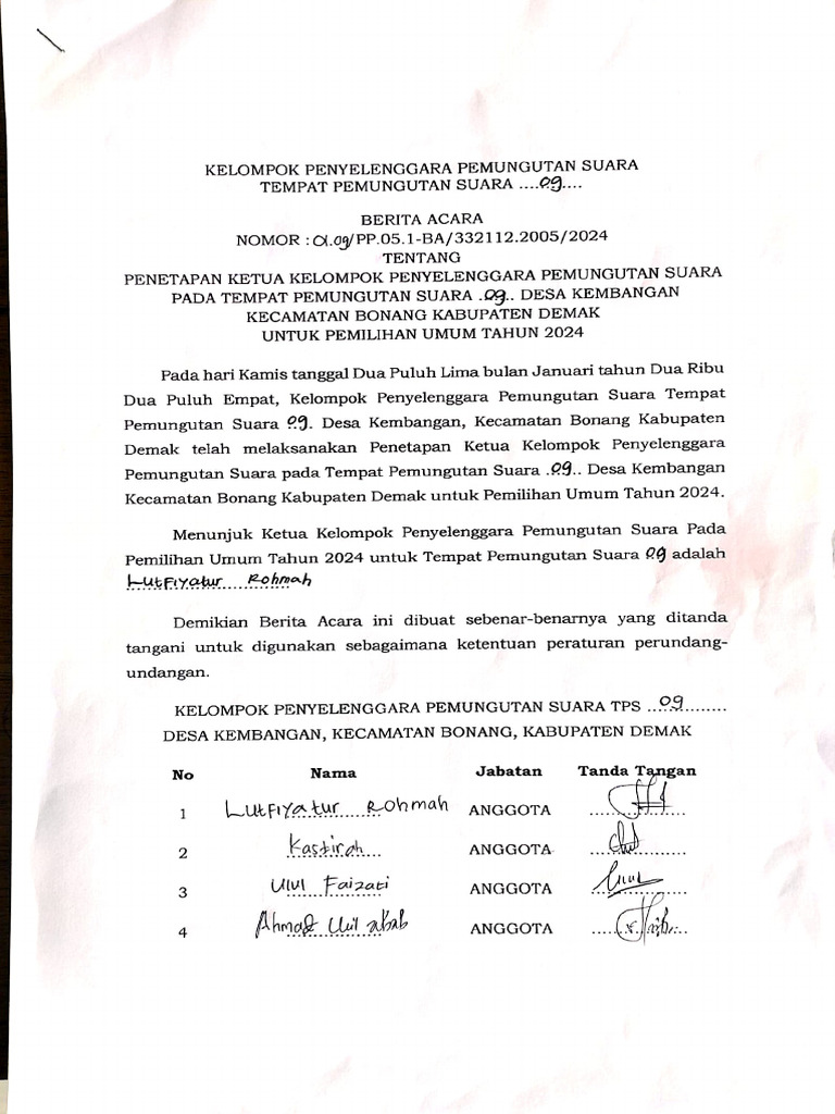 Berita Acara TPS 09 | PDF