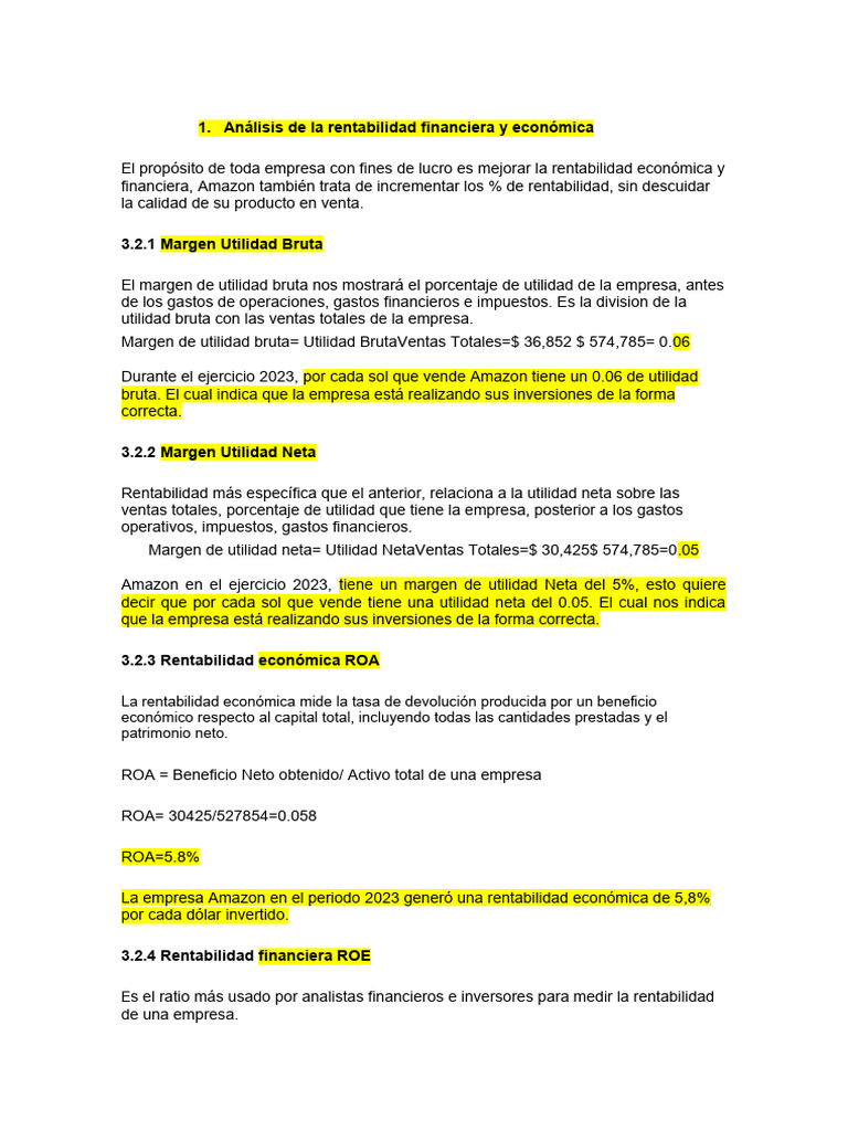 Análisis de La Rentabilidad Financiera y Económica | PDF | Rentabilidad sobre recursos propios ...