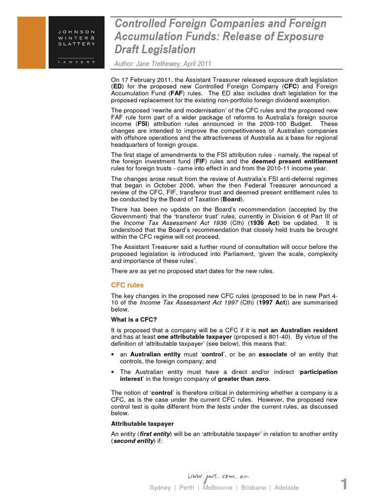 Controlled Foreign Companies | PDF | Taxes | Income