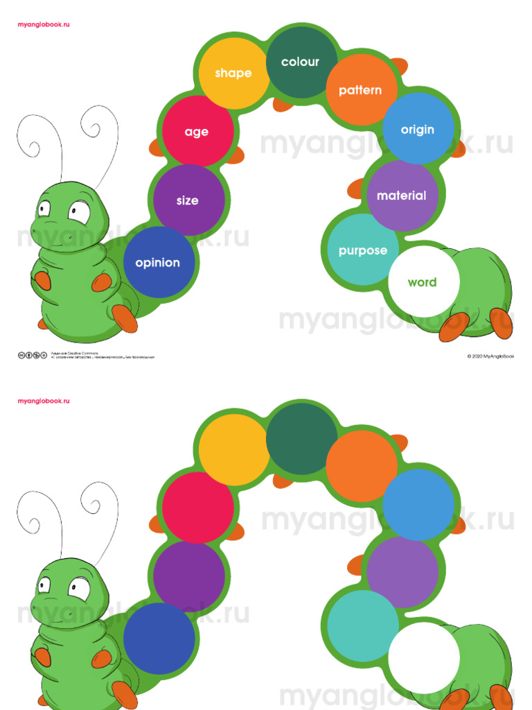 Adjective_caterpillar_template_MyAngloBook_2020 | PDF