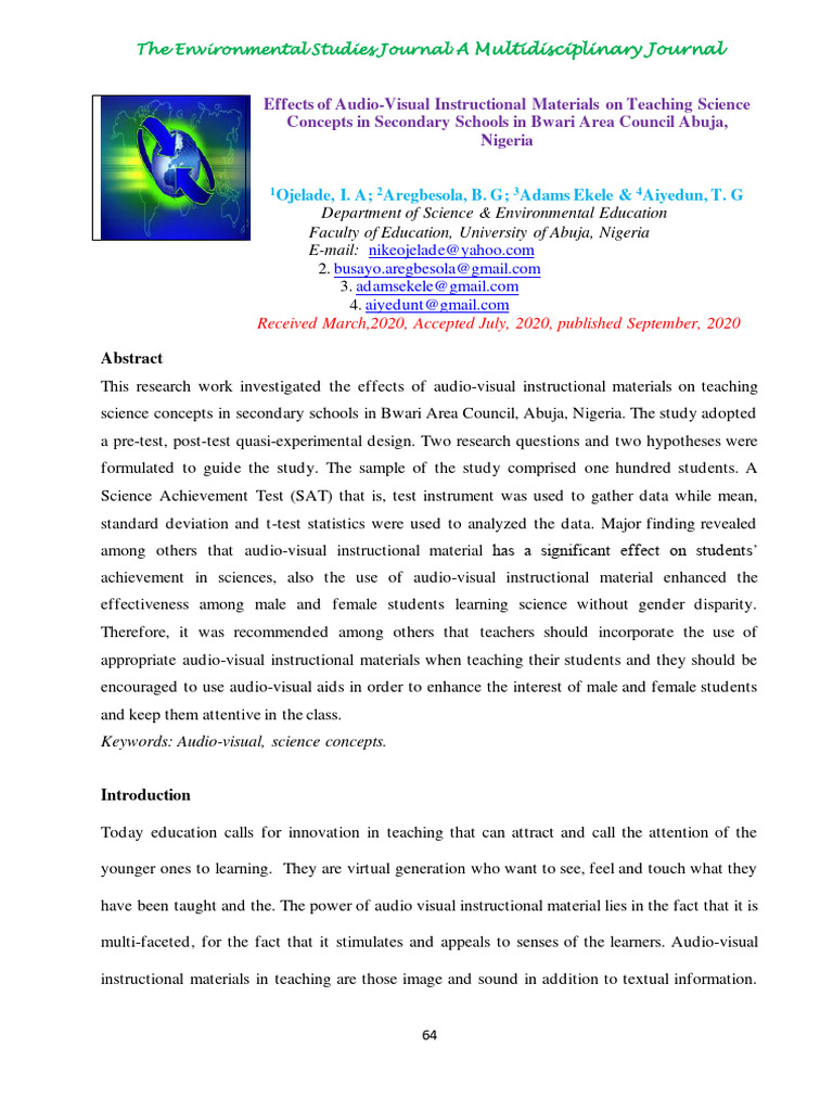 Effects of Audio Visual Instructional Ma | PDF | Learning | Teachers