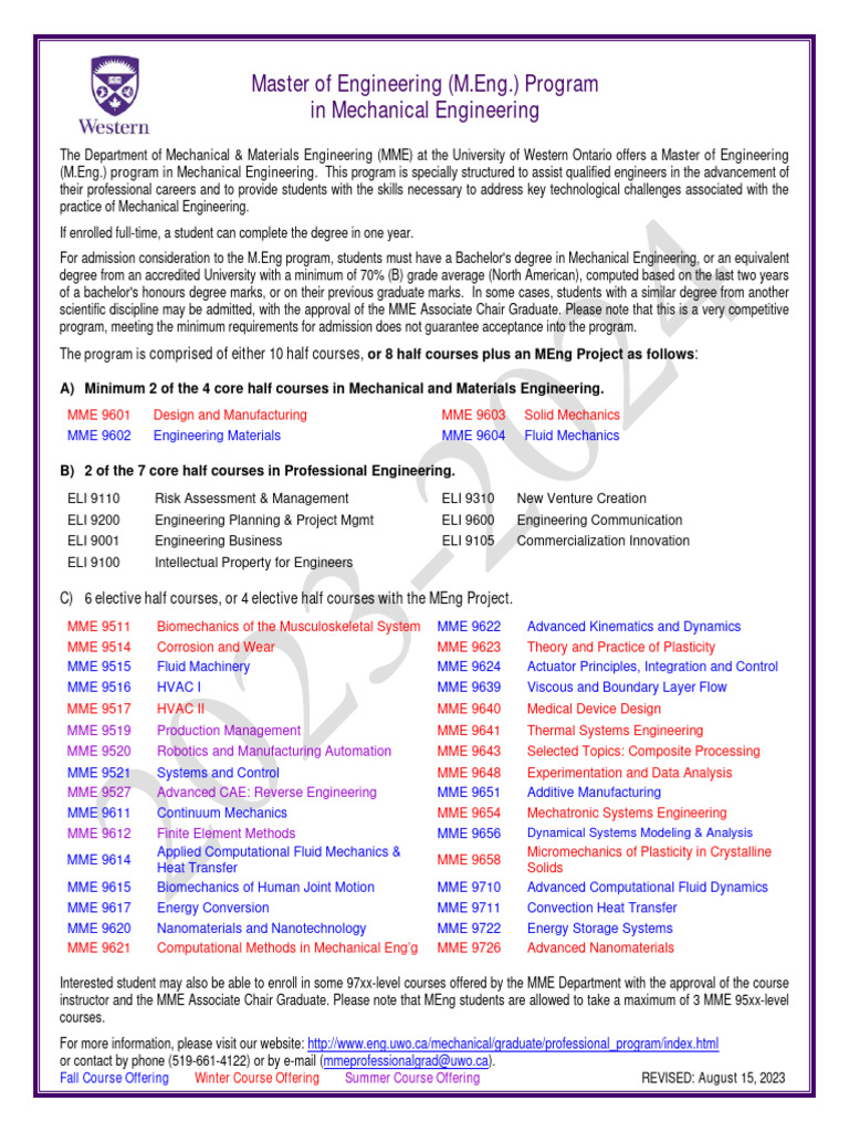 MEng ME | PDF | Mechanical Engineering | Academic Degree