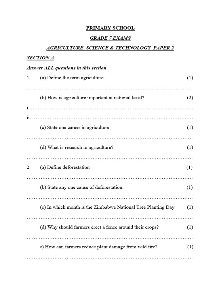 Grade 7 Agric, Scie & Tech Paper 2 | PDF | Agriculture