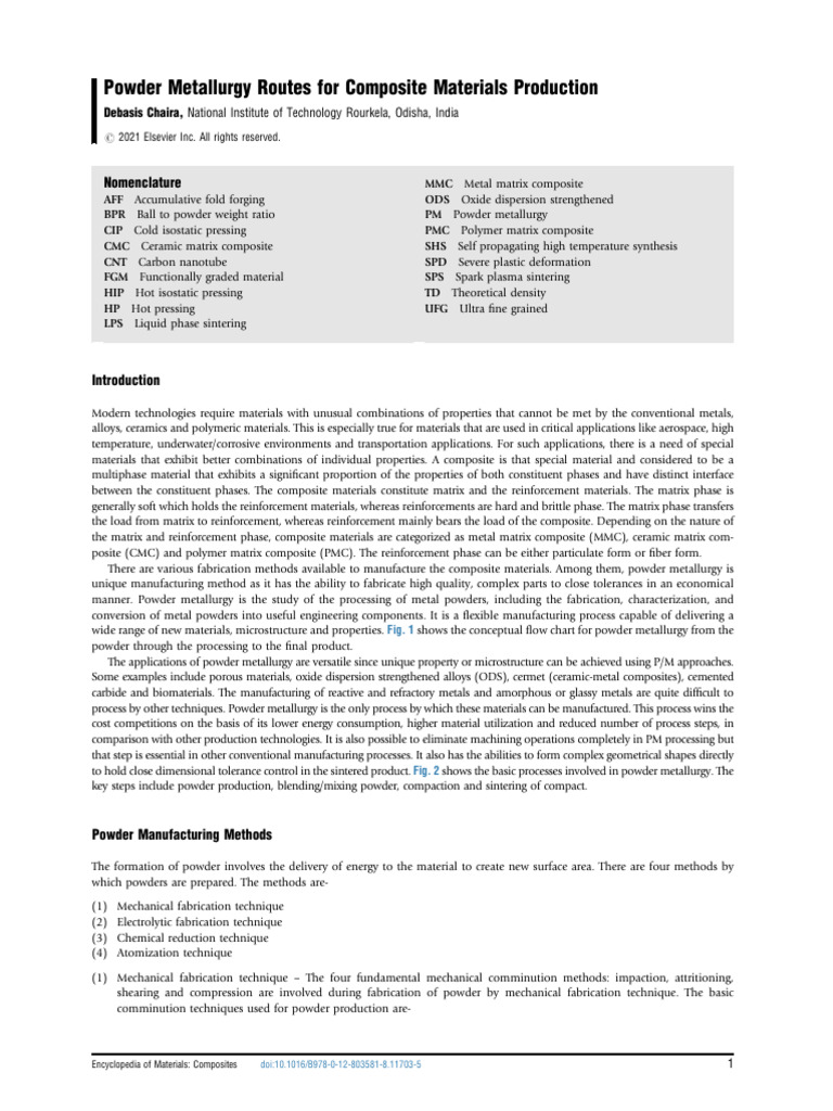 Chapter 11703 - Powder Metallurgy Routes For Composite Materials ...