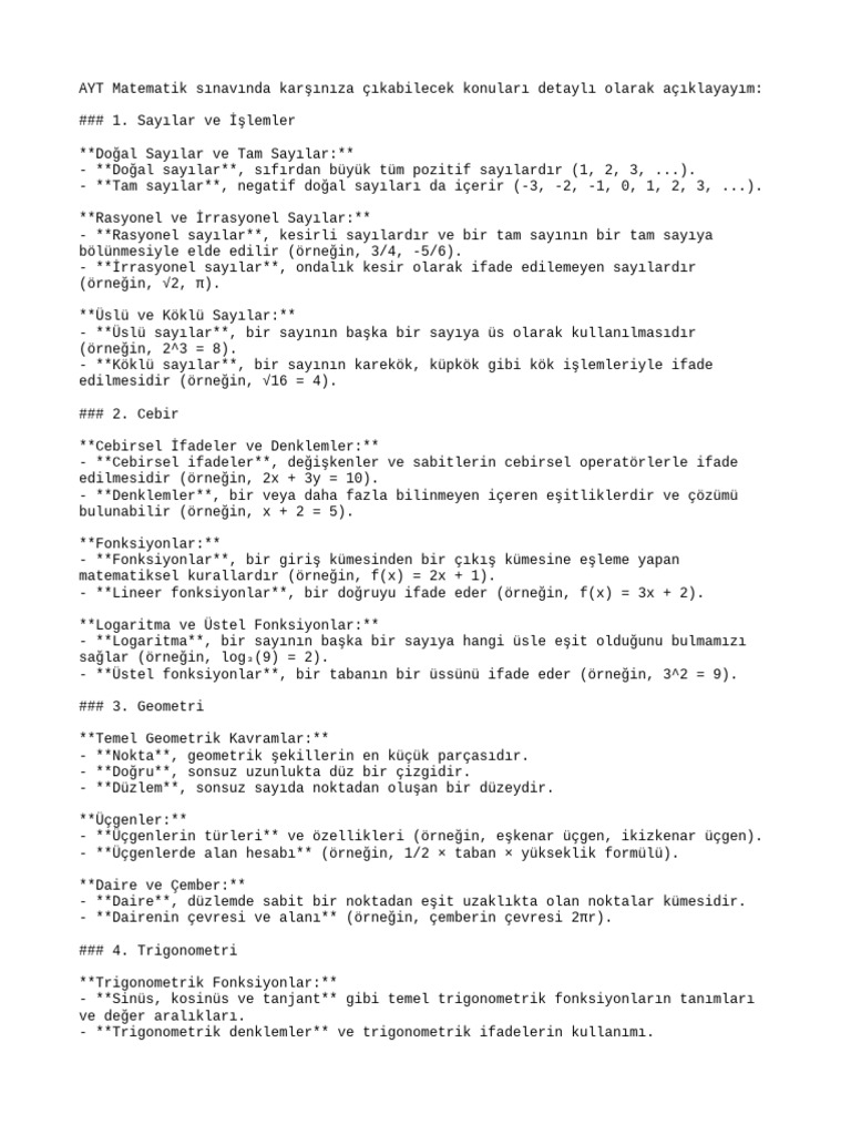 Matematik 2024 Özel Ders Notu - Kopya - Kopya | PDF