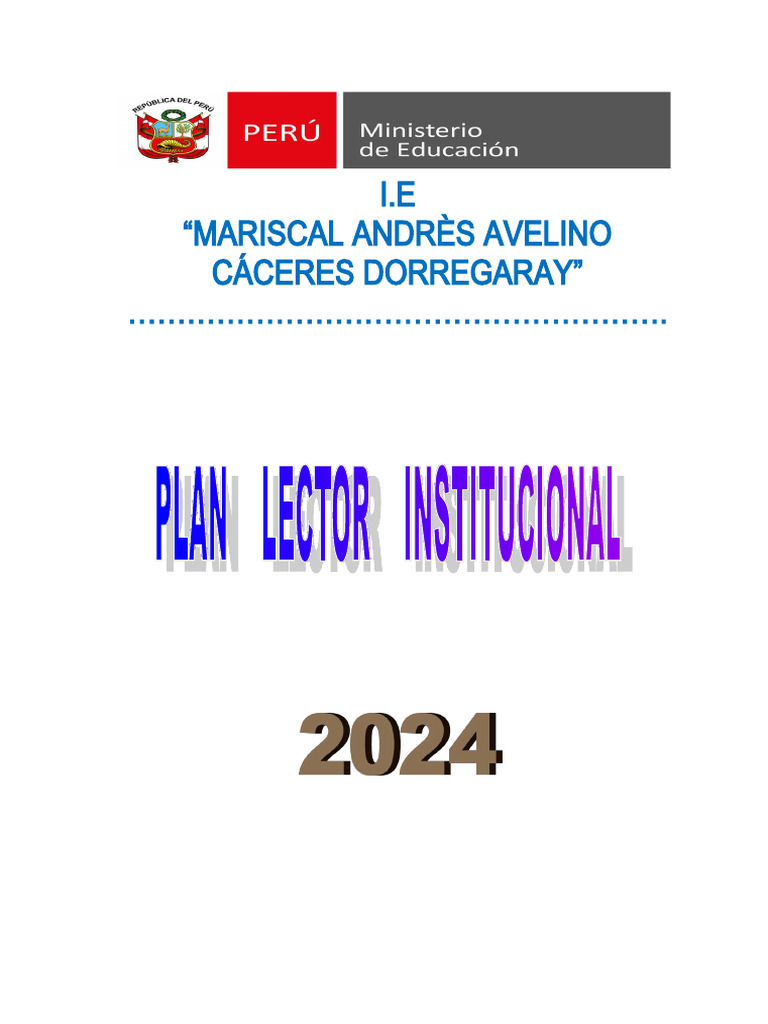 PLAN LECTOR INSTITUCIONAL-2024 | Descargar gratis PDF | Enseñando | Educación primaria