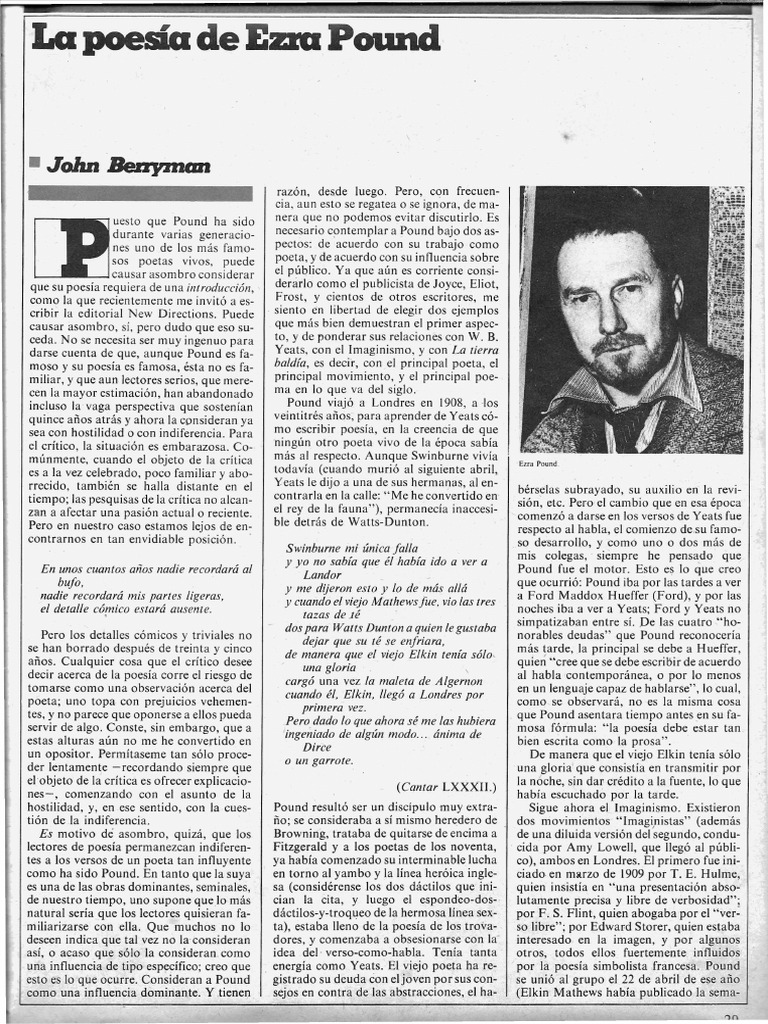 Poesía de Ezra Pound Por Berryman | PDF | TS Eliot | Poesía