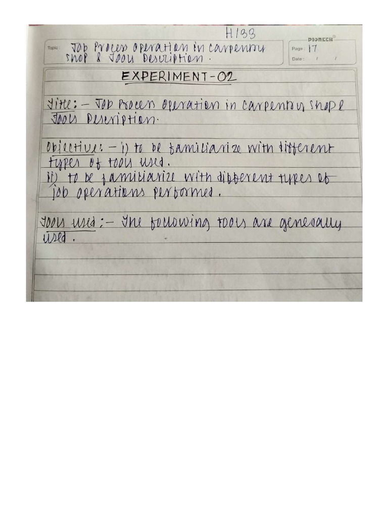 Exp No - 2 - Carpentry Shop - 33 | PDF