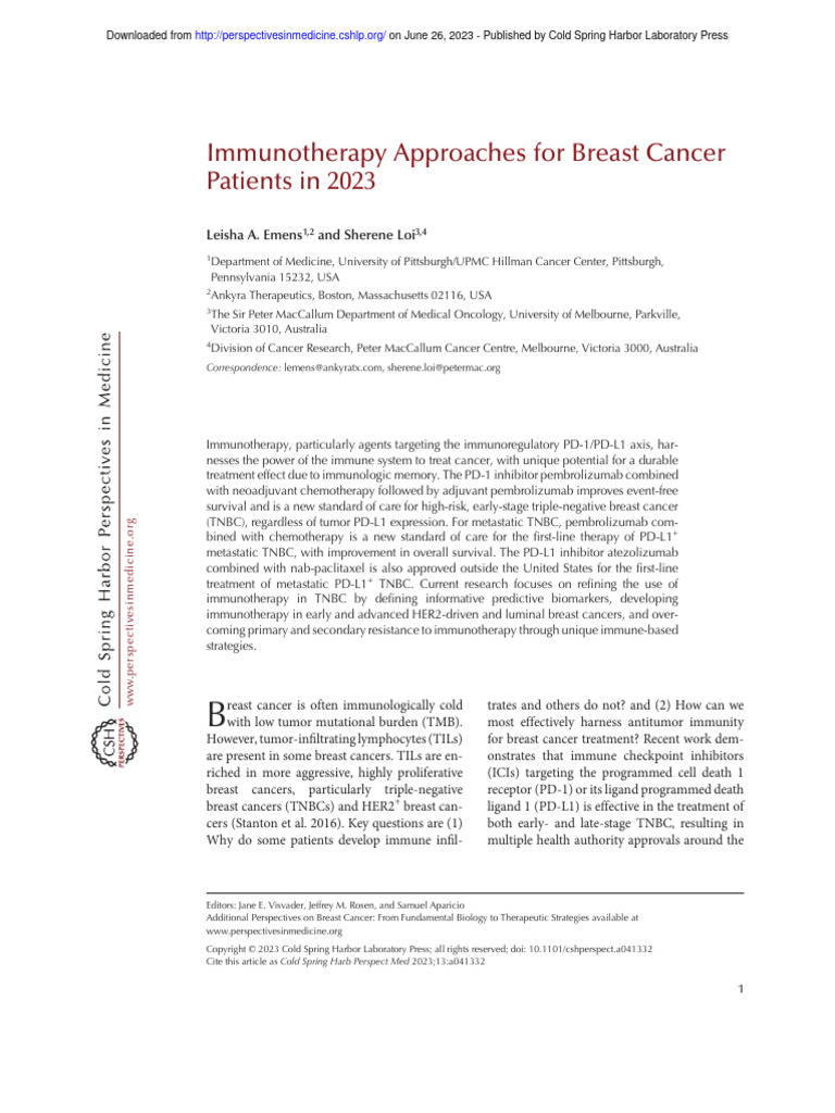 Breast Cancer | PDF | Immunotherapy | Chemotherapy