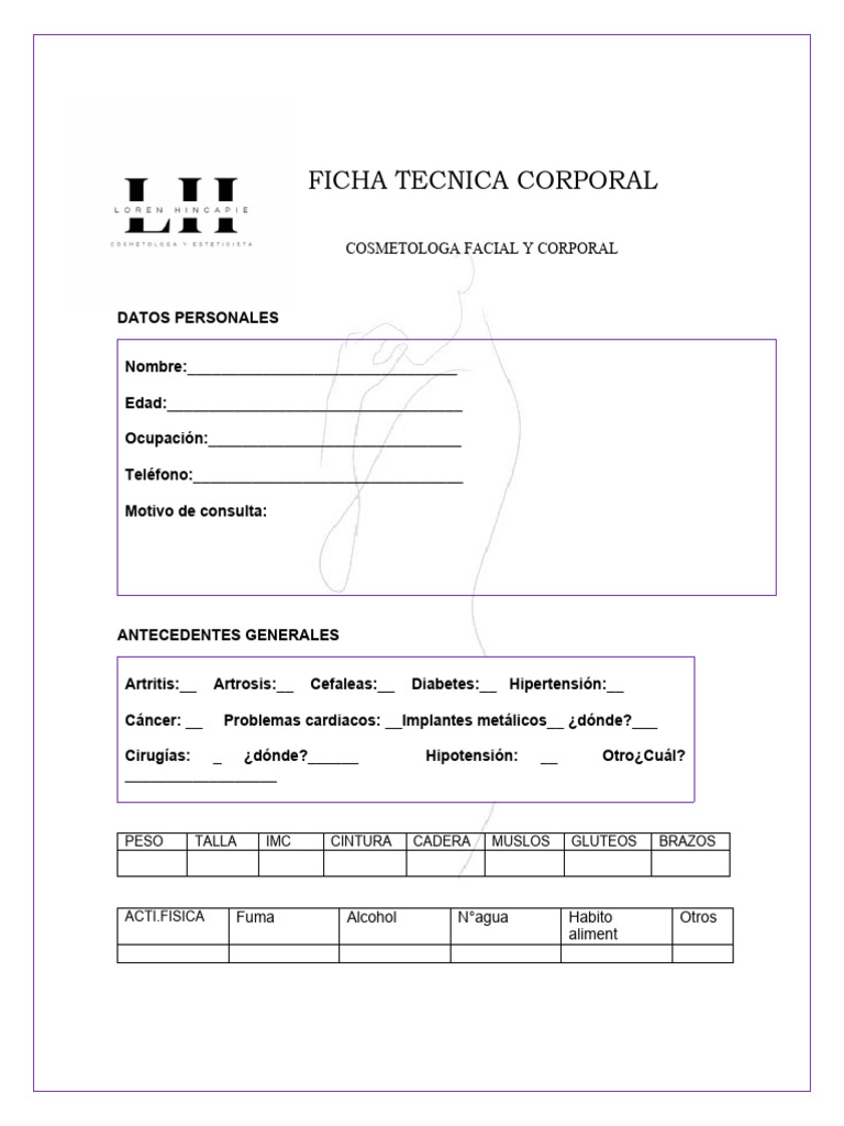FICHA TECNICA CORPORAL Editad | PDF