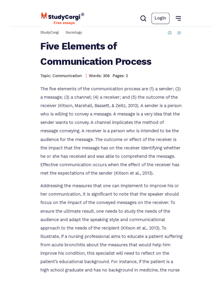 Five Elements of Communication Process - Free Essay Example | PDF ...