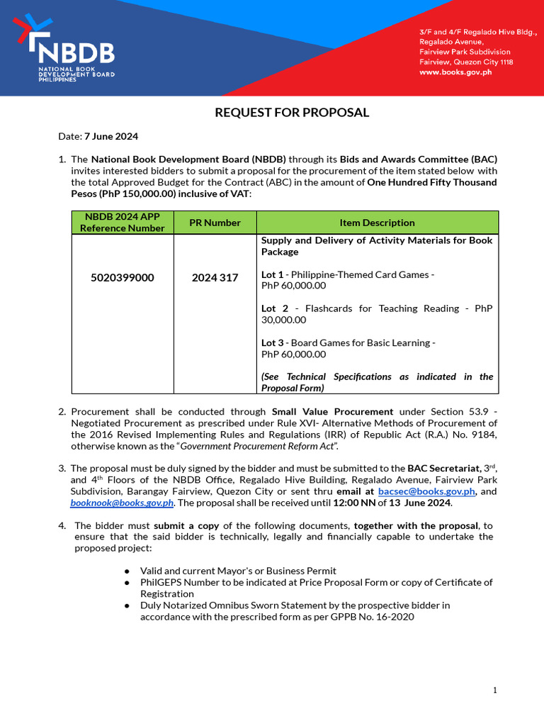 Approved RFP - 2024 Activity Materials | PDF | Request For Proposal