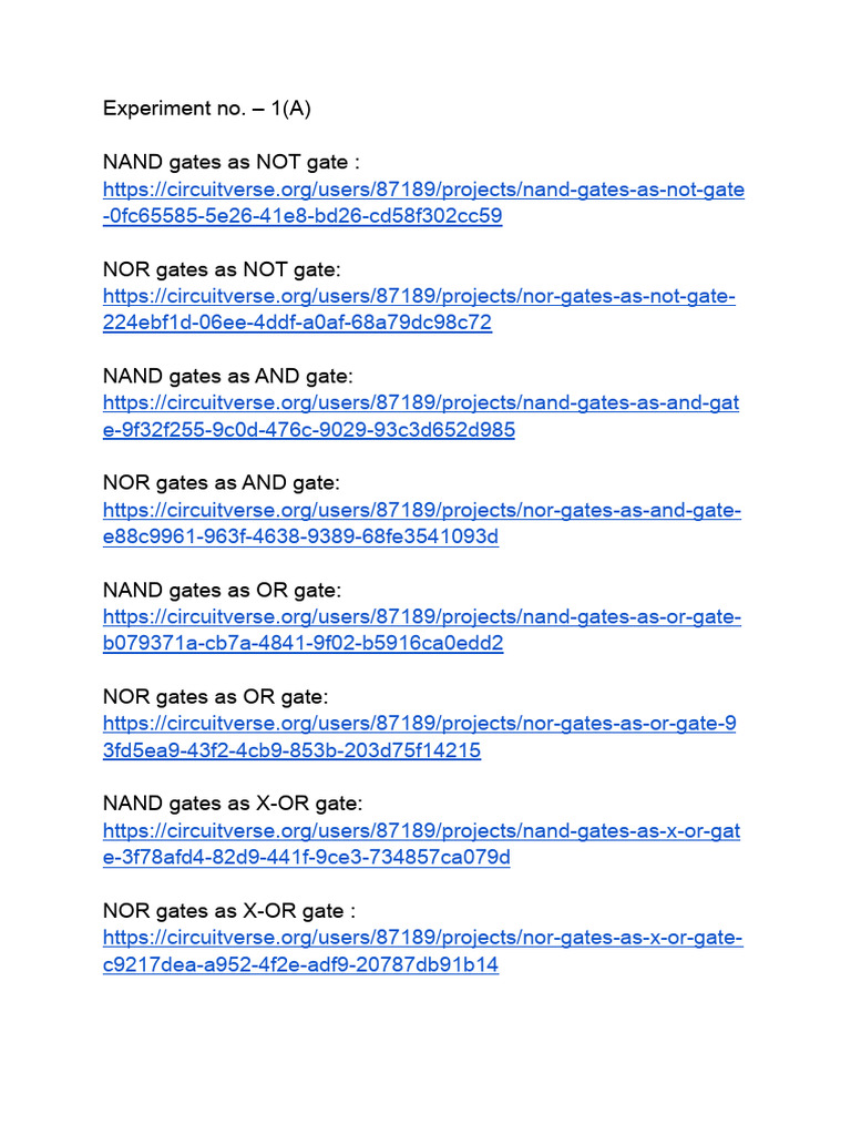 ALL DE Experiments in CircuitVerse | PDF | Digital Electronics | Computer Engineering
