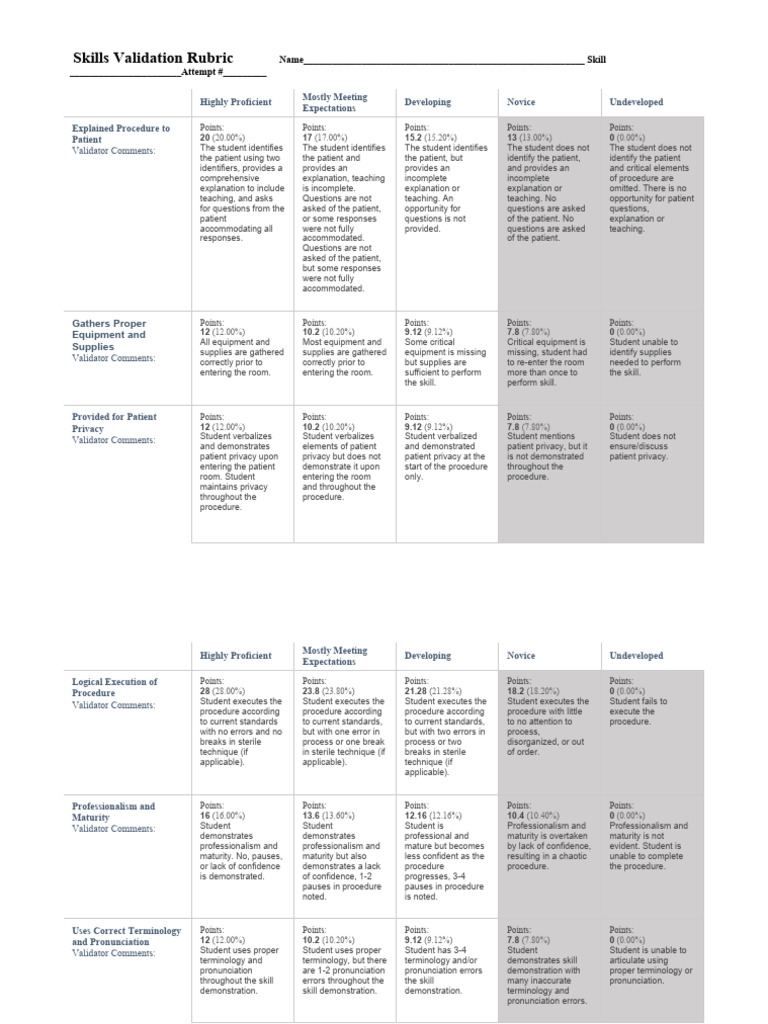 Skills Val Rubric | PDF | Cognition | Cognitive Science