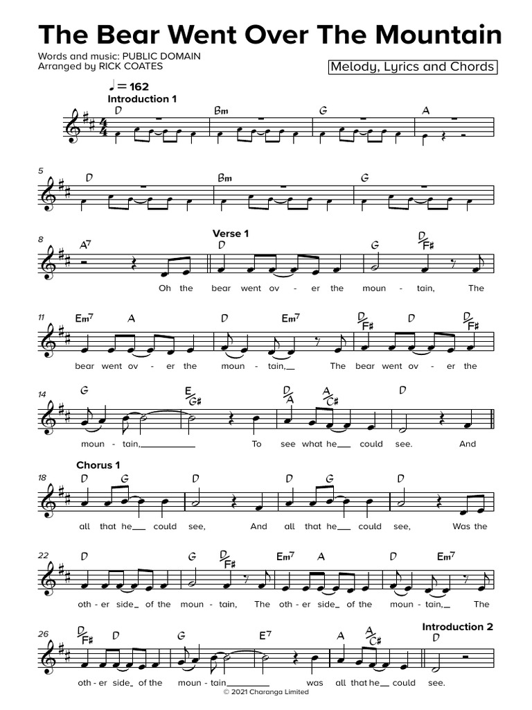 The Bear Went Over The Mountain Chords | PDF