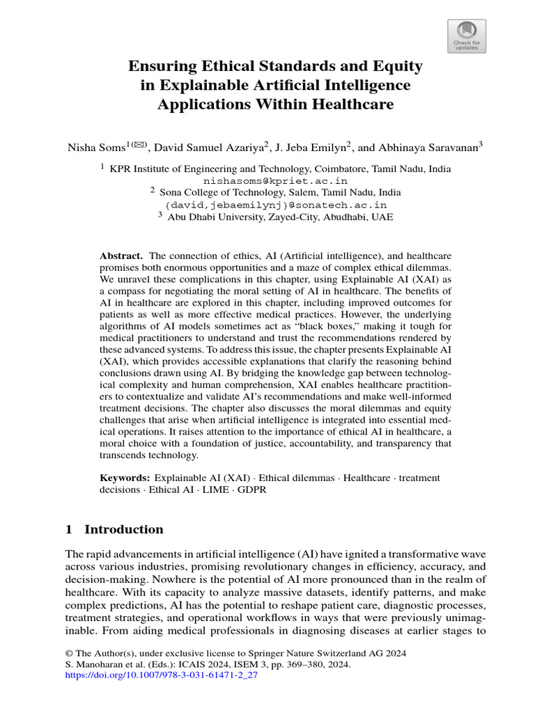 Ensuring Ethical Standards and Equity in Explainable Artificial ... Ensuring Ethical Standards and Equity in Explainable Artificial ...