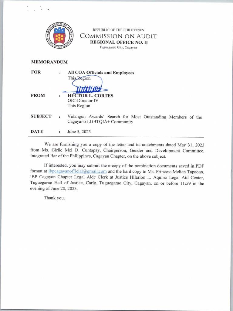 Vulangun Awards' Search For Most Outstanding Members | PDF