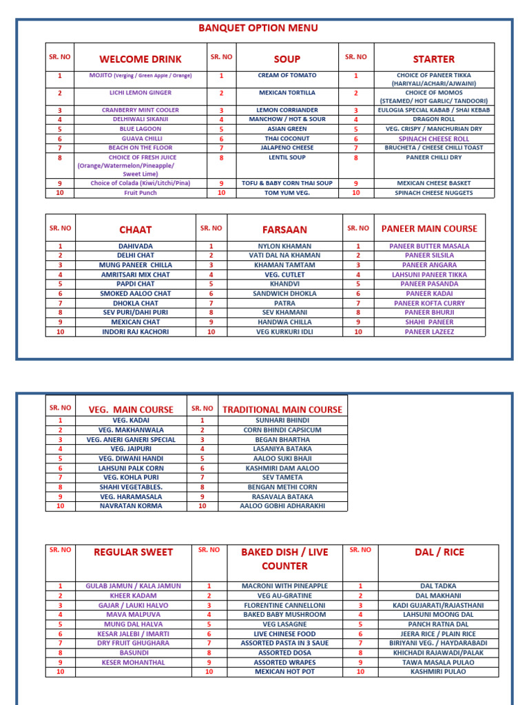 Conferance Option Menu | PDF | Thai Cuisine | Cooking