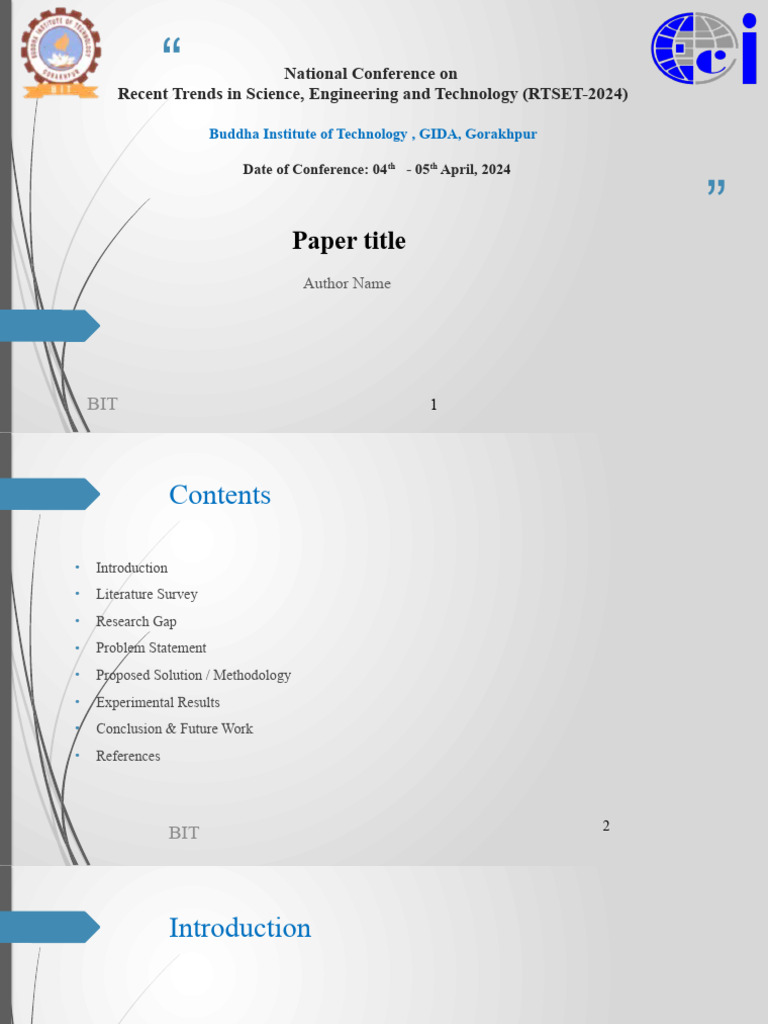 Presentation Template RTSET 2024 | PDF