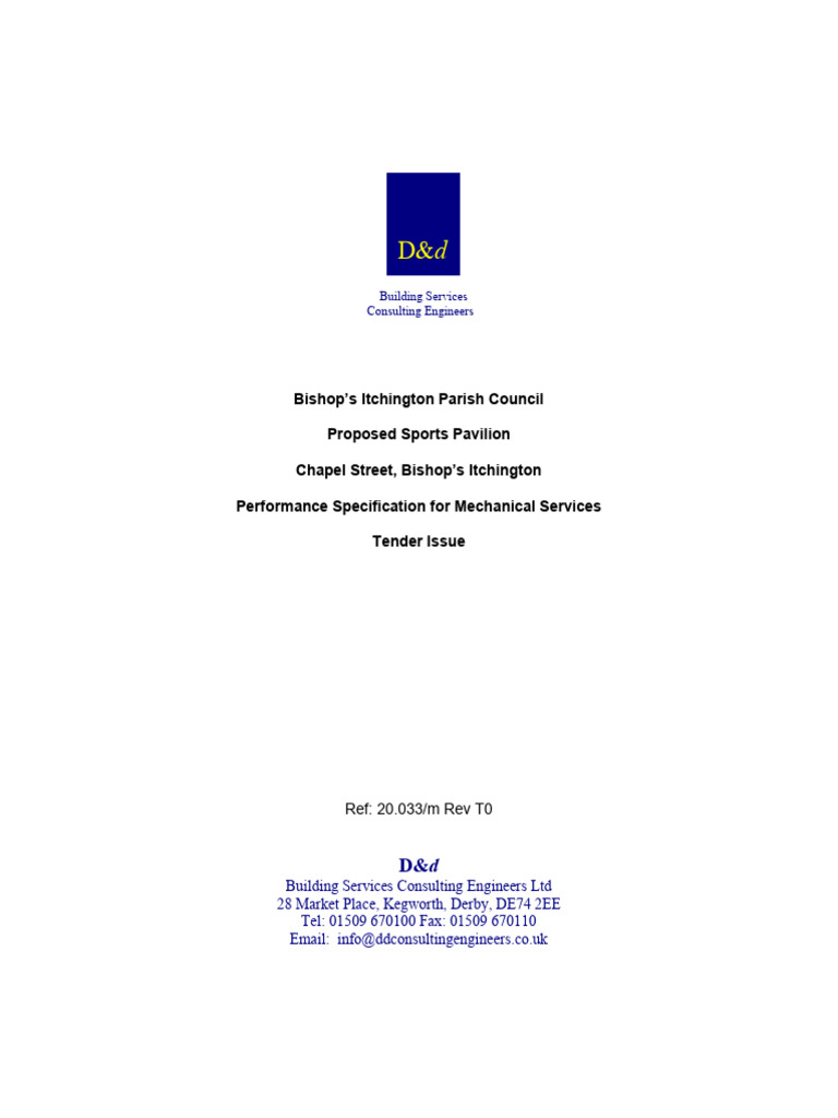 Performance Specification For Mechanical Services | PDF | Duct (Flow ...