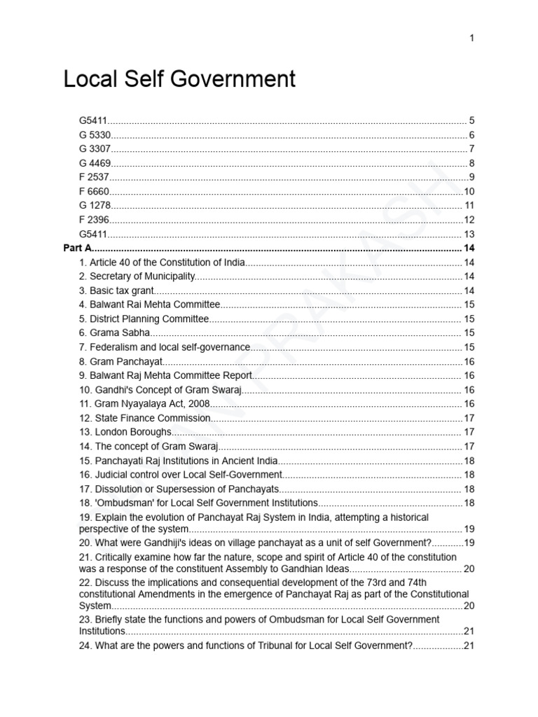 Local Self-Government in India | PDF | Government | Governance
