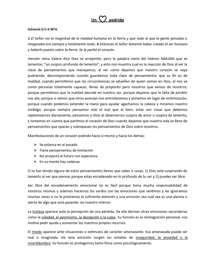 Un CORAZON Podrido | PDF | Las emociones | Noé