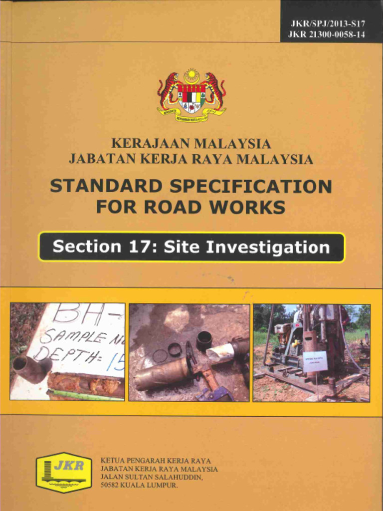 JKR 21300-0058-14 Standard Specification For Road Works (Section 17-Site Investigation) | PDF