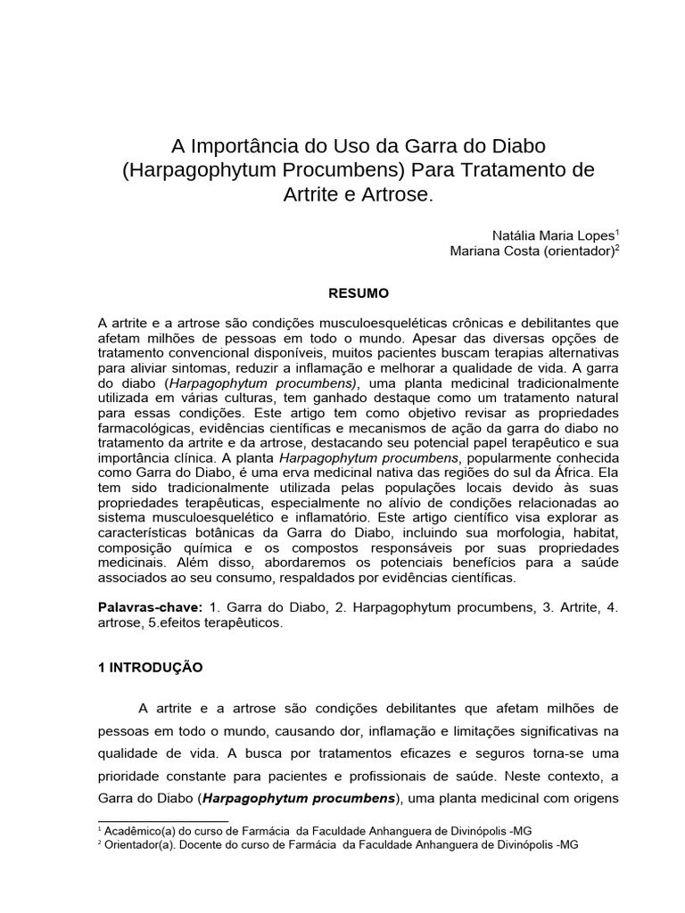 A Importância Do Uso Da Garra Do Diabo (Harpagophytum Procumbens) para ...