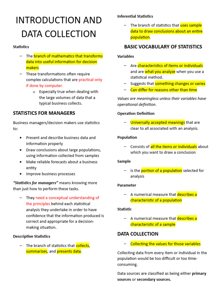 INTRODUCTION AND DATA COLLECTION | PDF | Statistics | Level Of Measurement
