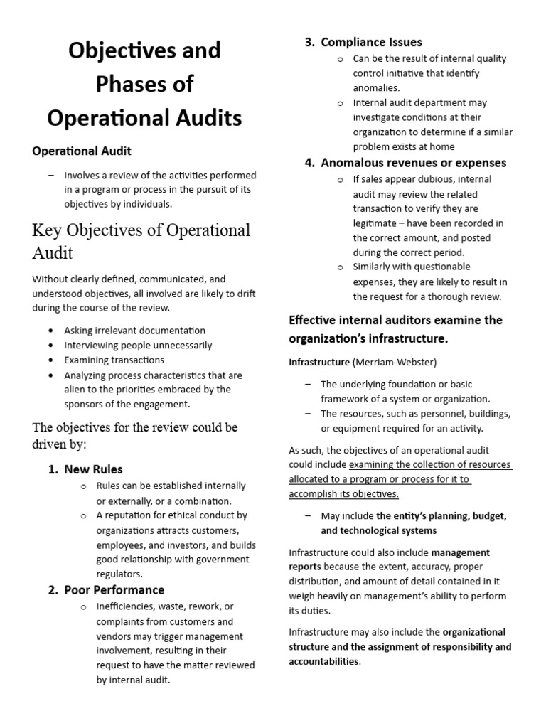 Operational Audit Objectives & Phases | PDF | Audit | Internal Audit