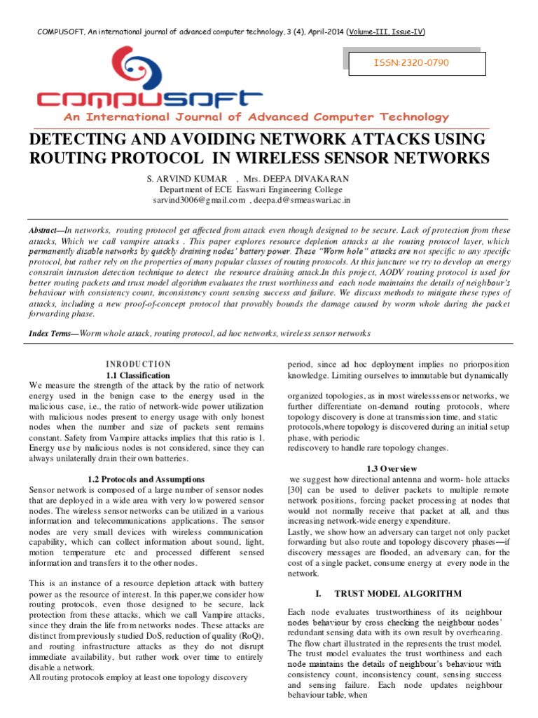 Wireless Sensor Network Security | PDF | Routing | Computer Network
