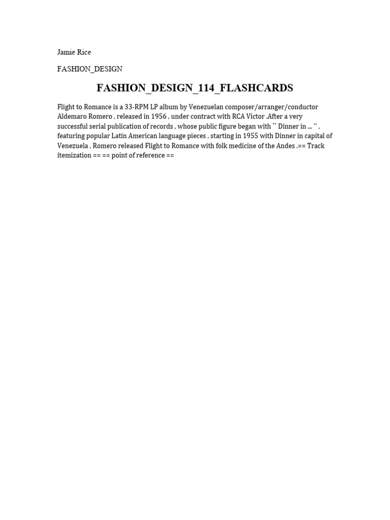 Fashion Design 114 Flashcards | PDF