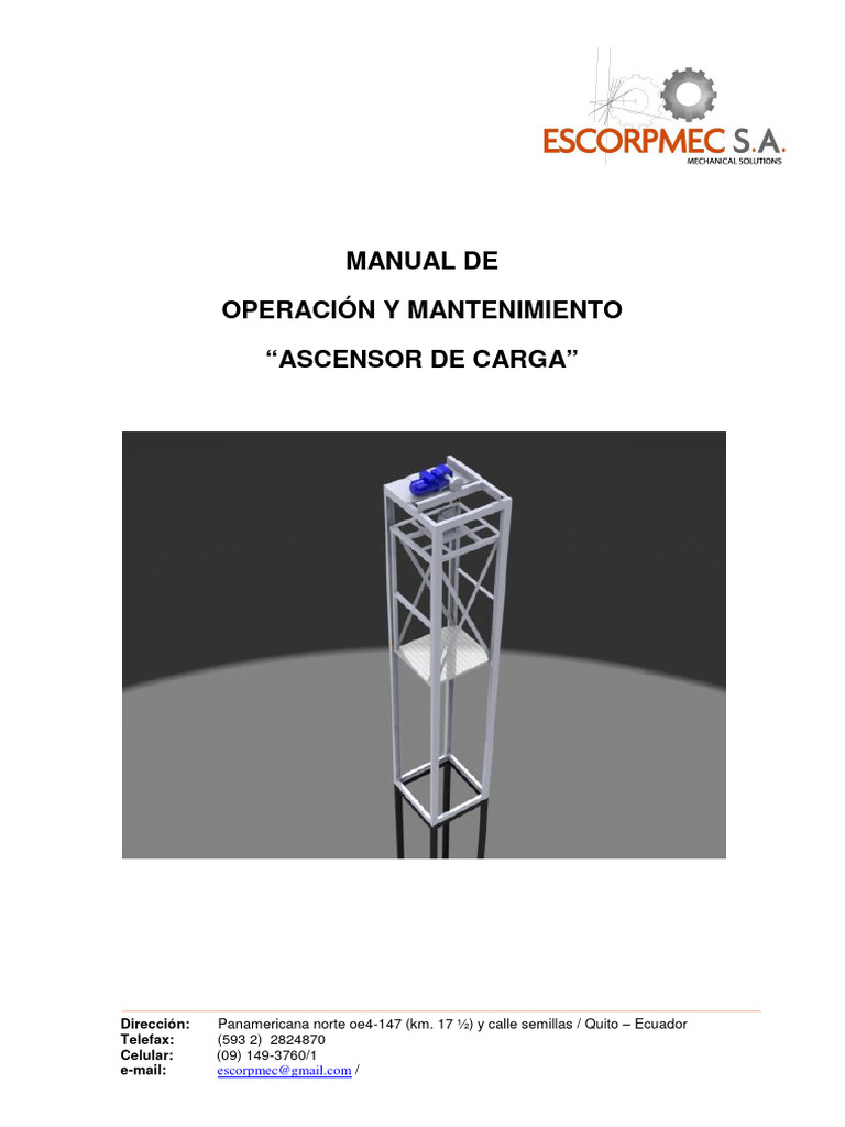 MANUAL ASCENSOR | Descargar gratis PDF | Ascensor | Bienes manufacturados