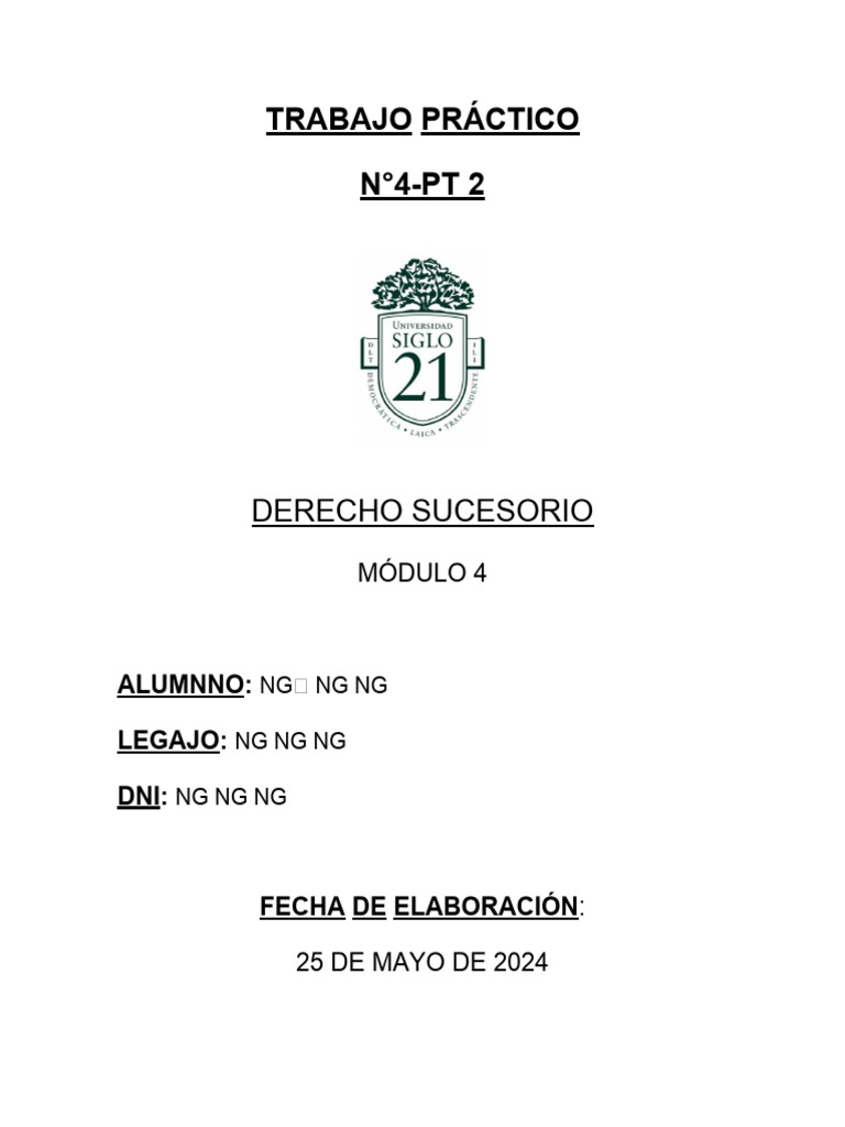 NG? TP N°4 - Parte Ii - Derechos Sucesorios | PDF | Justicia | Crimen y violencia