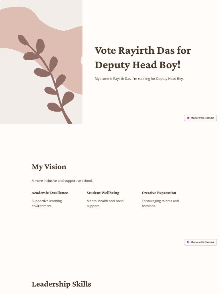 Vote Rayirth Das For Deputy Head Boy | PDF