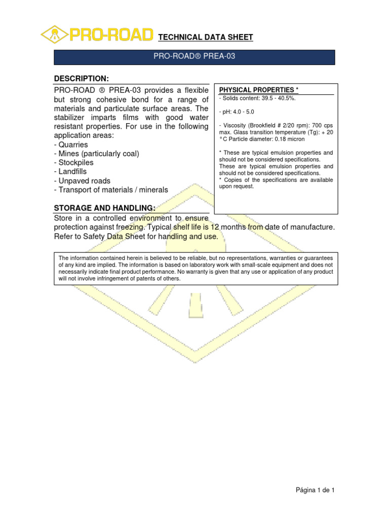 PRO-ROADⓇ PREA-03 Technical Data Sheet | PDF