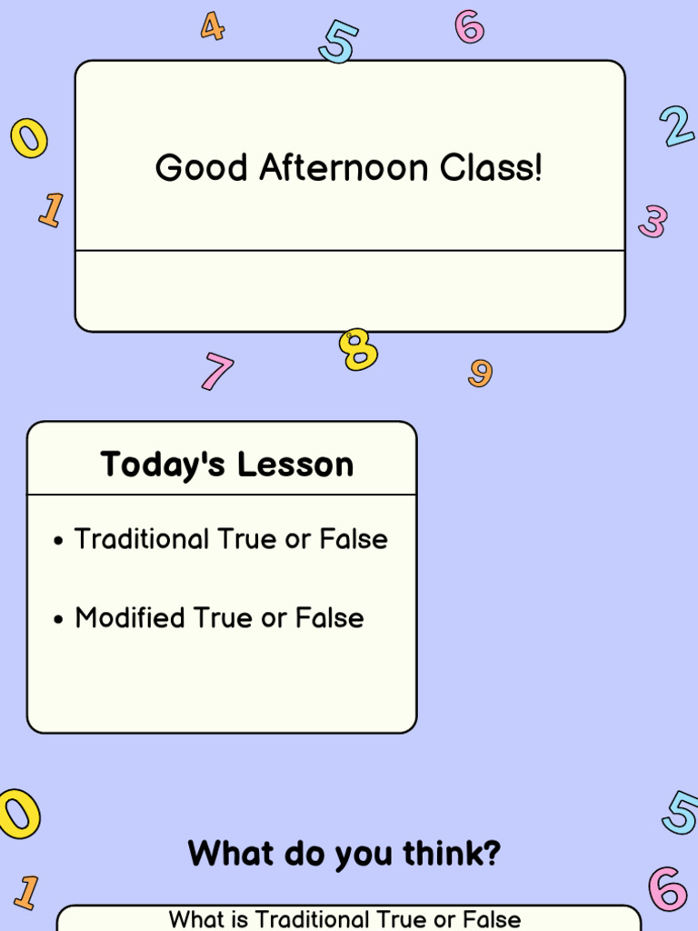 True/False Question Guide | PDF | Question | Mathematics