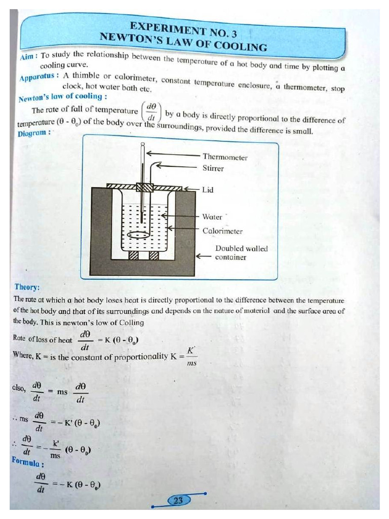 Exp 3 Newton's Law of Cooling | PDF