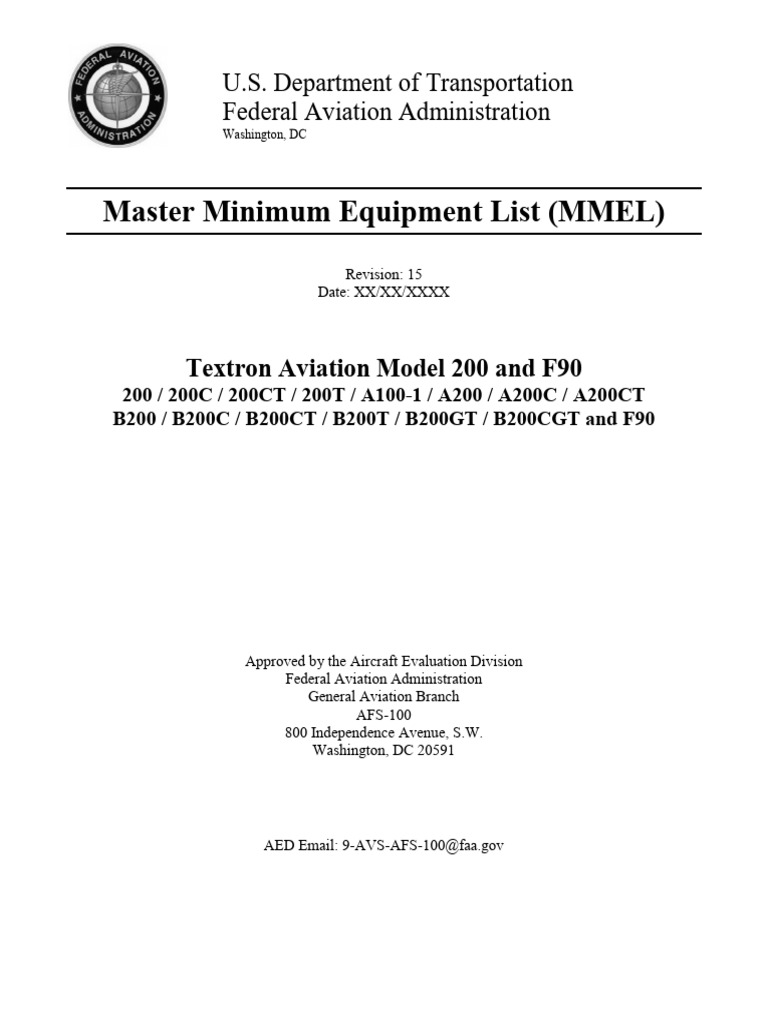 MMEL_BE-200_Rev_15_Draft | PDF | Aviation | Aircraft